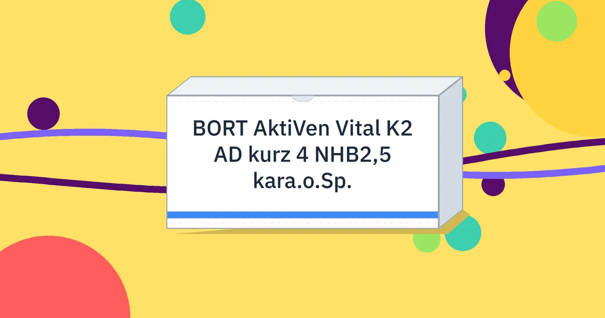 Symbolbild: Packung mit der Aufschrift BORT AktiVen Vital K2 AD kurz 4 NHB2,5 kara.o.Sp. (PZN 17497654) – Verfügbarkeit und Bezug in Apotheken in Frankfurt am Main