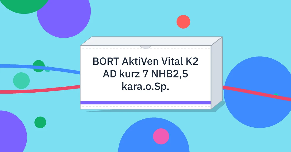 Symbolbild: Packung mit der Aufschrift BORT AktiVen Vital K2 AD kurz 7 NHB2,5 kara.o.Sp. (PZN 17497683) – Verfügbarkeit und Bezug in Apotheken in Frankfurt am Main