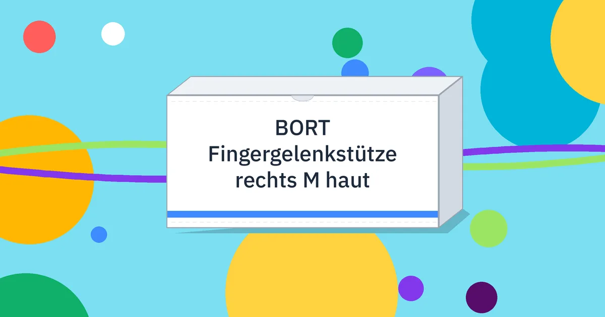 Symbolbild: Packung mit der Aufschrift BORT Fingergelenkstütze rechts M haut (PZN 02688130) – Verfügbarkeit und Bezug in Apotheken in Frankfurt am Main