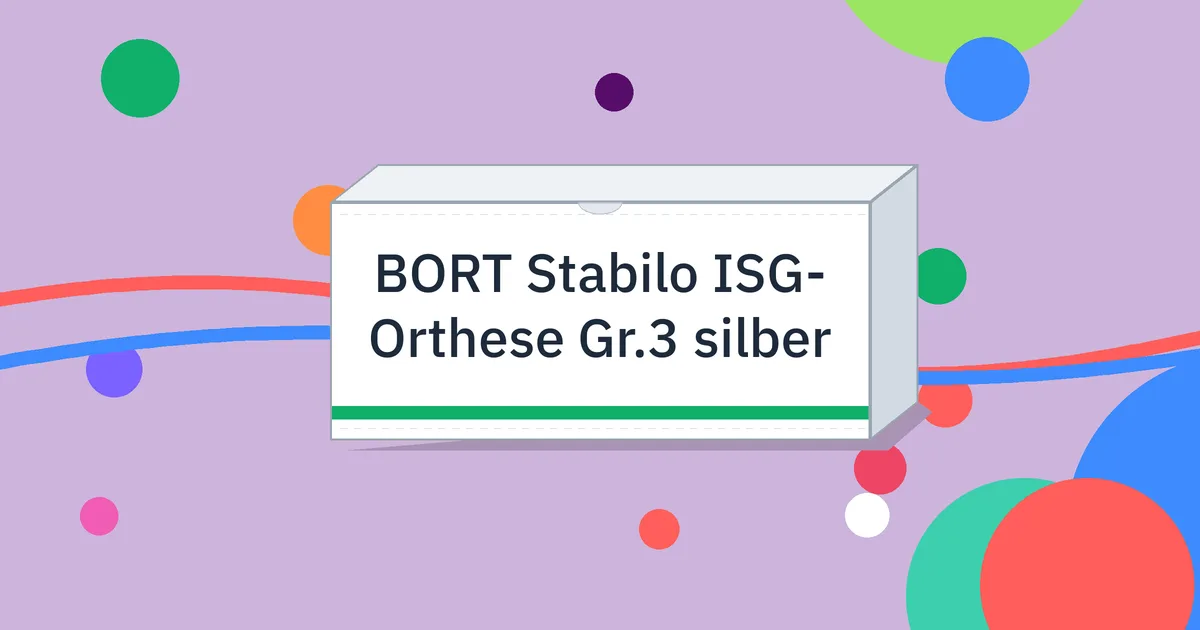 Symbolbild: Packung mit der Aufschrift BORT Stabilo ISG-Orthese Gr.3 silber (PZN 09443348) – Verfügbarkeit und Bezug in Apotheken in Frankfurt am Main