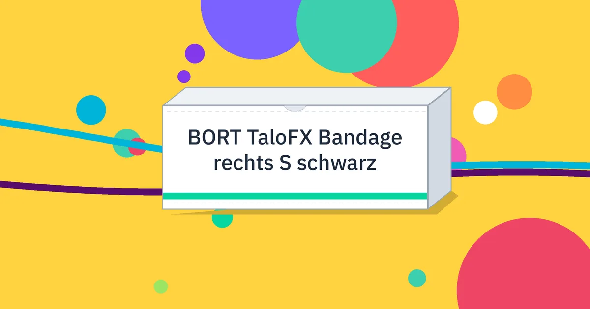 Symbolbild: Packung mit der Aufschrift BORT TaloFX Bandage rechts S schwarz (PZN 06084498) – Verfügbarkeit und Bezug in Apotheken in Frankfurt am Main