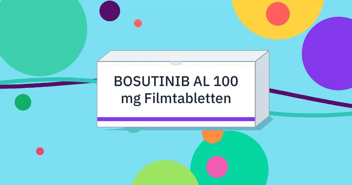 Symbolbild: Packung mit der Aufschrift BOSUTINIB AL 100 mg Filmtabletten (PZN 19199961) – Verfügbarkeit und Bezug in Apotheken in Frankfurt am Main