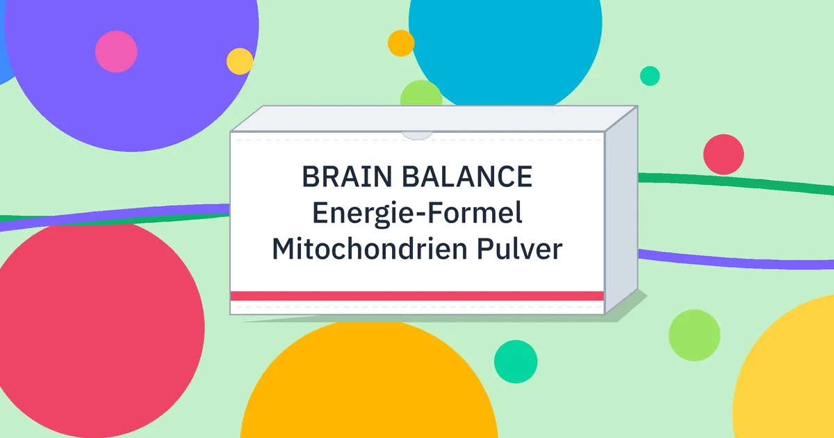 Symbolbild: Packung mit der Aufschrift BRAIN BALANCE Energie-Formel Mitochondrien Pulver (PZN 19130403) – Verfügbarkeit und Bezug in Apotheken in Frankfurt am Main