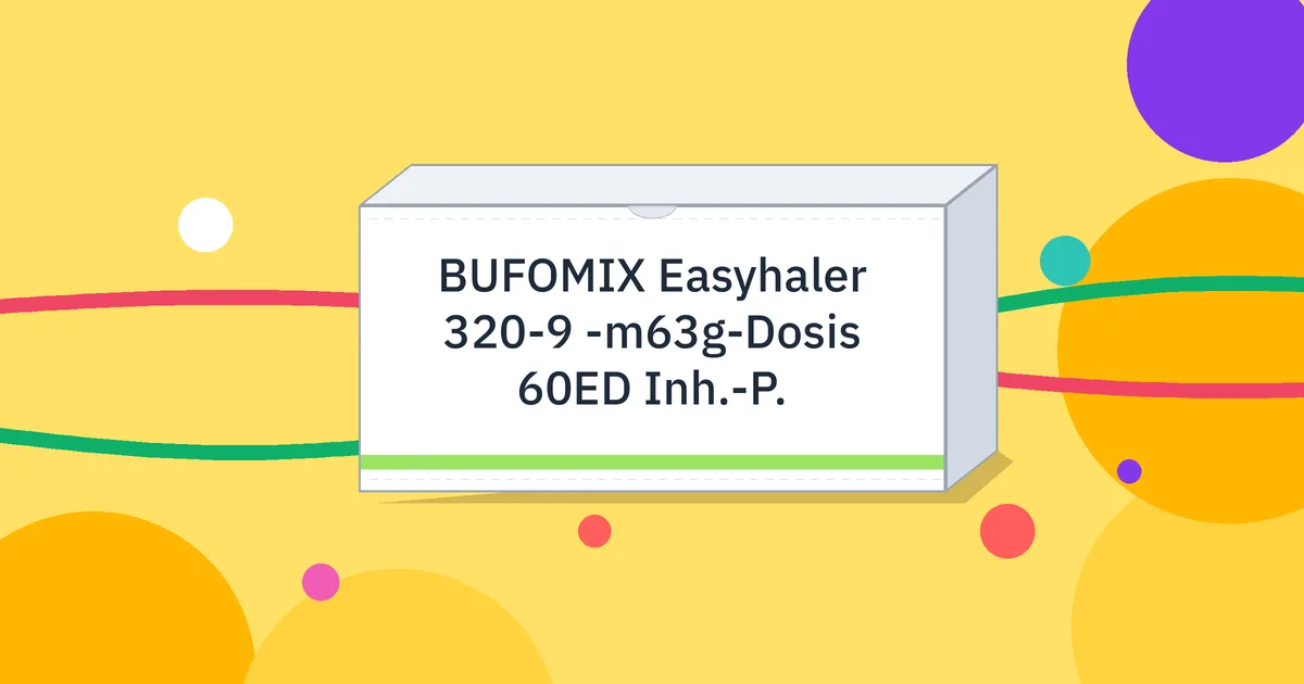 Symbolbild: Packung mit der Aufschrift BUFOMIX Easyhaler 320-9 -m63g-Dosis 60ED Inh.-P. (PZN 19192456) – Verfügbarkeit und Bezug in Apotheken in Frankfurt am Main