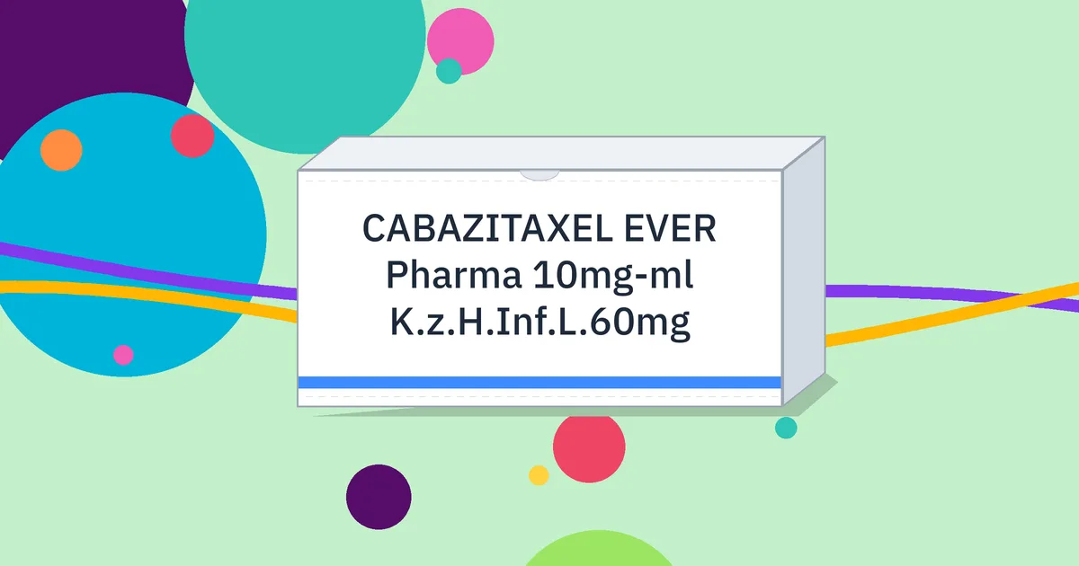 Symbolbild: Packung mit der Aufschrift CABAZITAXEL EVER Pharma 10mg-ml K.z.H.Inf.L.60mg (PZN 17199566) – Verfügbarkeit und Bezug in Apotheken in Frankfurt am Main
