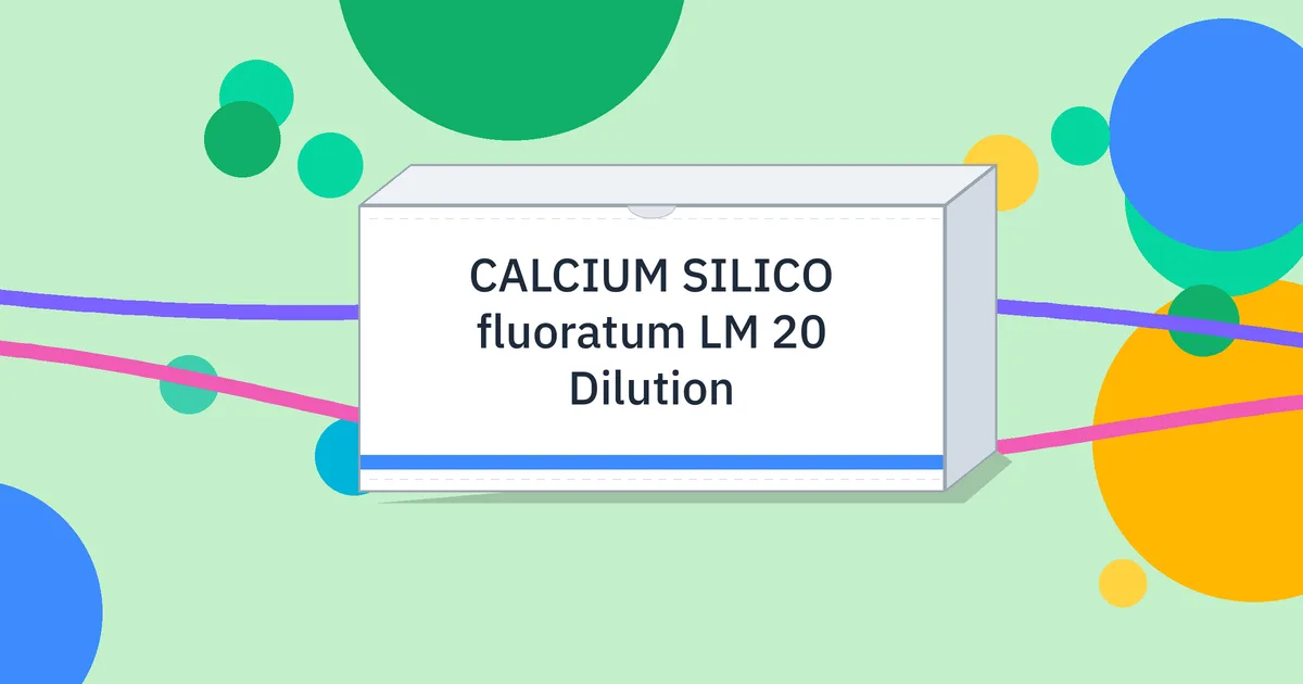 Symbolbild: Packung mit der Aufschrift CALCIUM SILICO fluoratum LM 20 Dilution (PZN 12806180) – Verfügbarkeit und Bezug in Apotheken in Frankfurt am Main