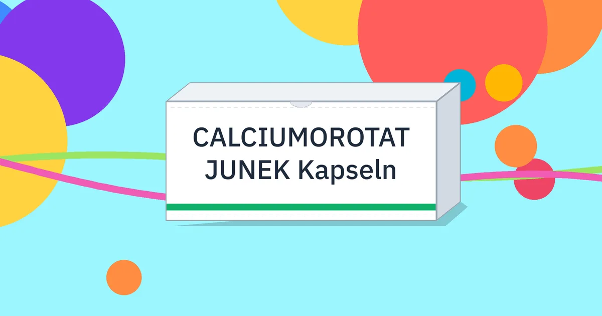 Symbolbild: Packung mit der Aufschrift CALCIUMOROTAT JUNEK Kapseln (PZN 09949415) – Verfügbarkeit und Bezug in Apotheken in Frankfurt am Main