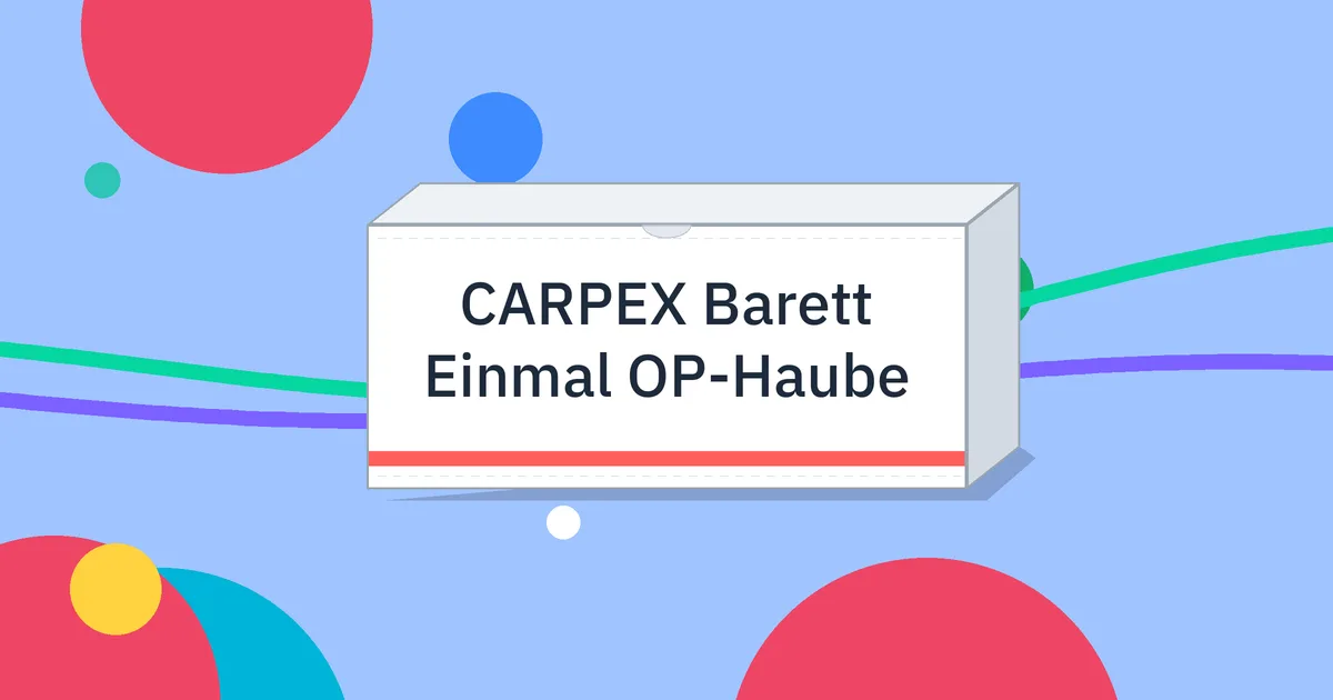 Symbolbild: Packung mit der Aufschrift CARPEX Barett Einmal OP-Haube (PZN 03465751) – Verfügbarkeit und Bezug in Apotheken in Frankfurt am Main