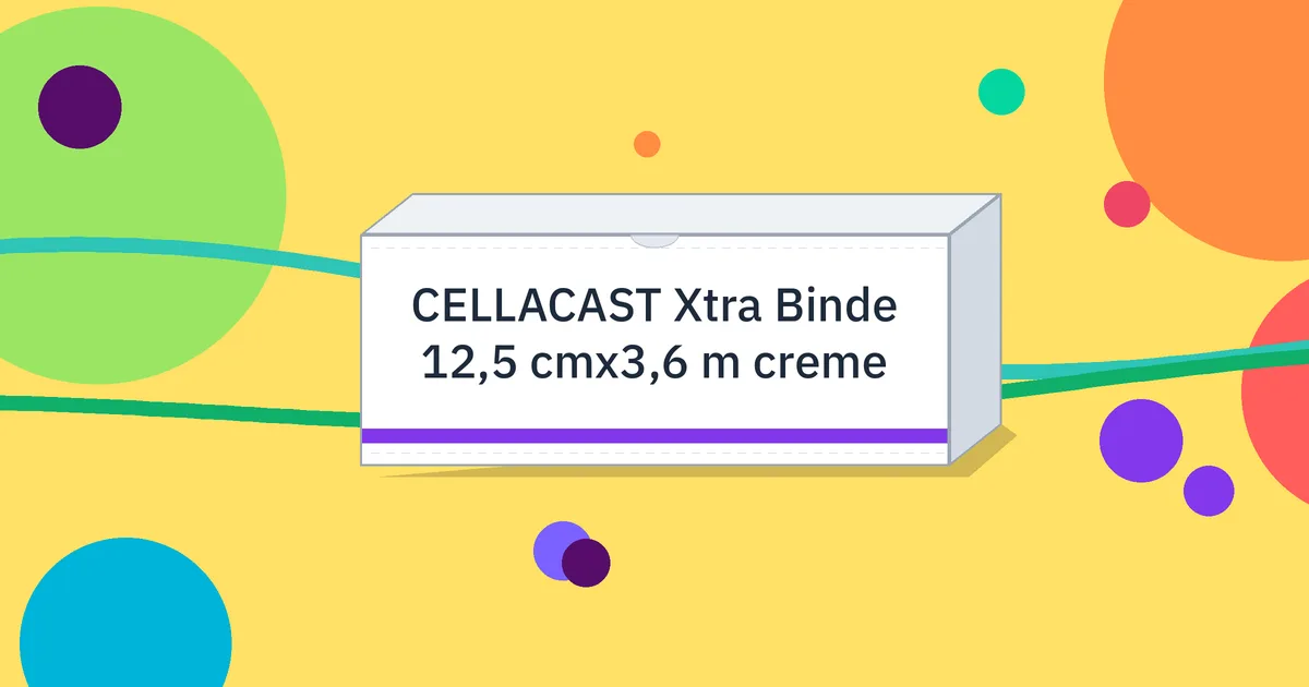 Symbolbild: Packung mit der Aufschrift CELLACAST Xtra Binde 12,5 cmx3,6 m creme (PZN 11381956) – Verfügbarkeit und Bezug in Apotheken in Frankfurt am Main