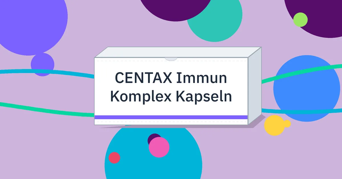 Symbolbild: Packung mit der Aufschrift CENTAX Immun Komplex Kapseln (PZN 17257950) – Verfügbarkeit und Bezug in Apotheken in Frankfurt am Main