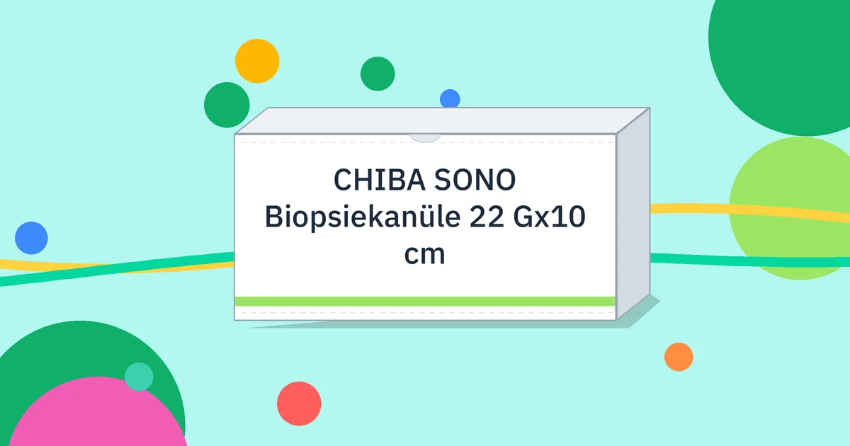 Symbolbild: Packung mit der Aufschrift CHIBA SONO Biopsiekanüle 22 Gx10 cm (PZN 03929305) – Verfügbarkeit und Bezug in Apotheken in Frankfurt am Main