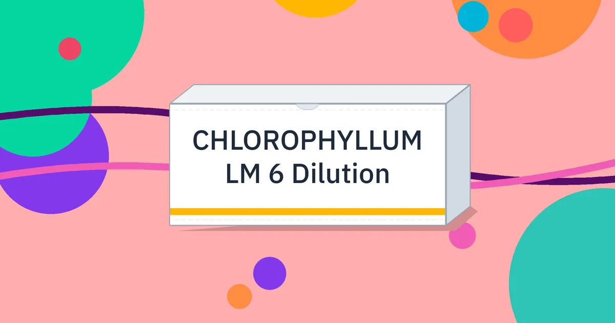 Symbolbild: Packung mit der Aufschrift CHLOROPHYLLUM LM 6 Dilution (PZN 13444951) – Verfügbarkeit und Bezug in Apotheken in Frankfurt am Main