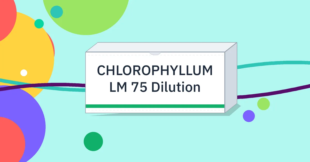 Symbolbild: Packung mit der Aufschrift CHLOROPHYLLUM LM 75 Dilution (PZN 13445264) – Verfügbarkeit und Bezug in Apotheken in Frankfurt am Main
