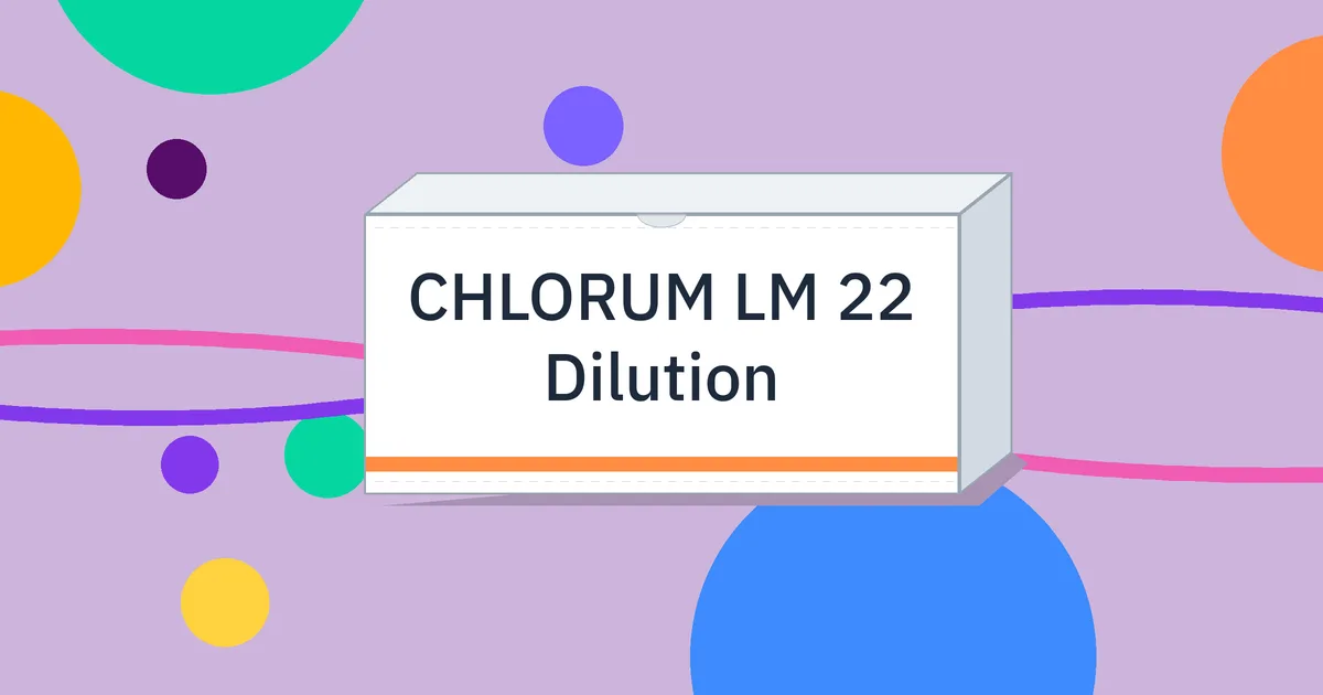 Symbolbild: Packung mit der Aufschrift CHLORUM LM 22 Dilution (PZN 12816557) – Verfügbarkeit und Bezug in Apotheken in Frankfurt am Main