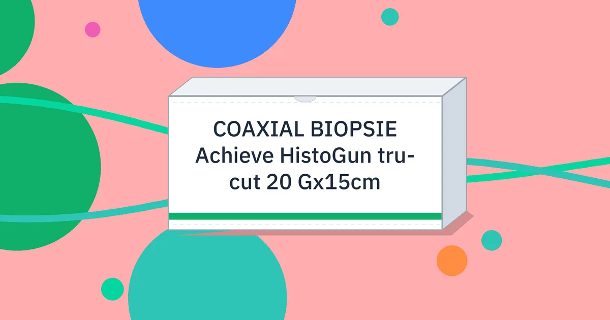 Symbolbild: Packung mit der Aufschrift COAXIAL BIOPSIE Achieve HistoGun tru-cut 20 Gx15cm (PZN 02409874) – Verfügbarkeit und Bezug in Apotheken in Frankfurt am Main
