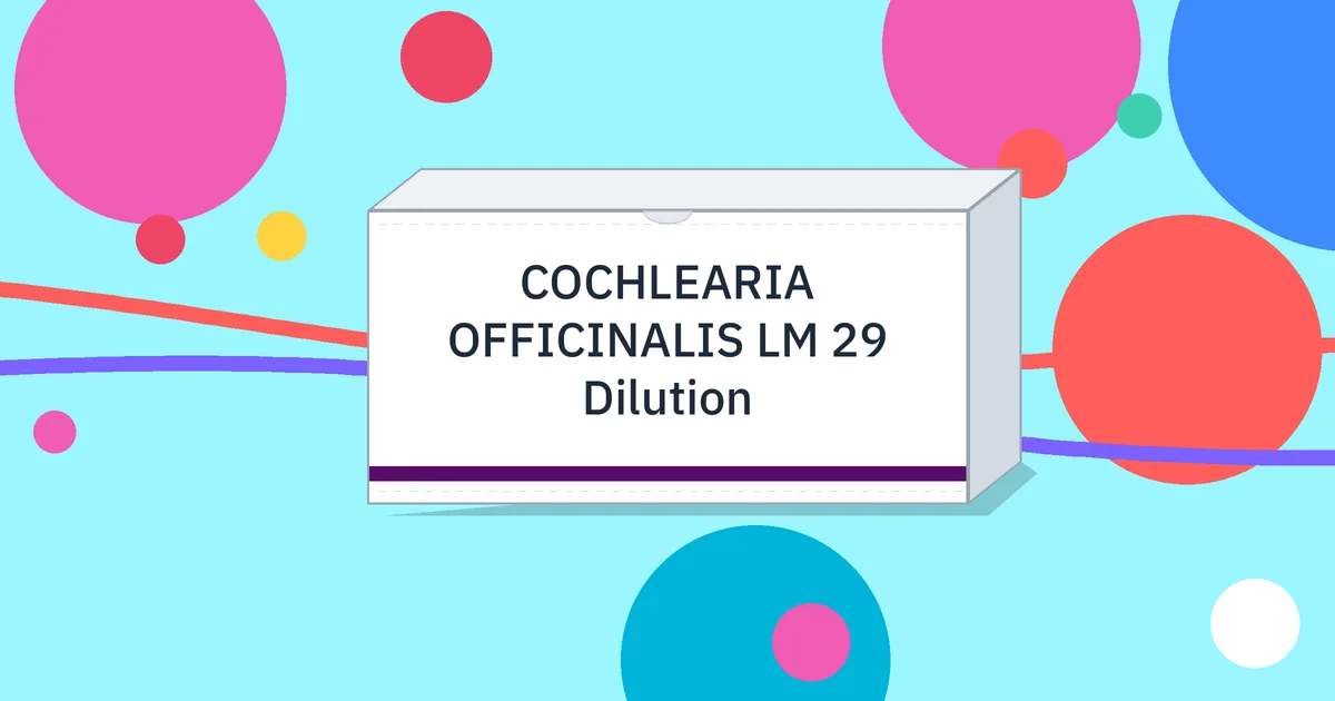 Symbolbild: Packung mit der Aufschrift COCHLEARIA OFFICINALIS LM 29 Dilution (PZN 12829695) – Verfügbarkeit und Bezug in Apotheken in Frankfurt am Main