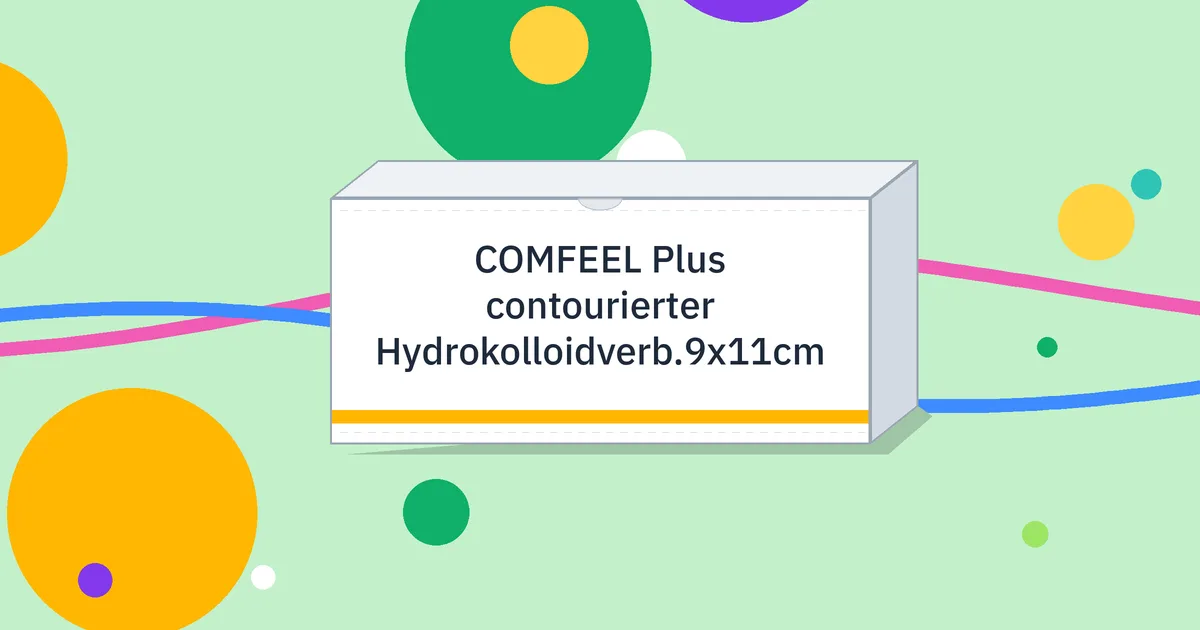 Symbolbild: Packung mit der Aufschrift COMFEEL Plus contourierter Hydrokolloidverb.9x11cm (PZN 13343612) – Verfügbarkeit und Bezug in Apotheken in Frankfurt am Main