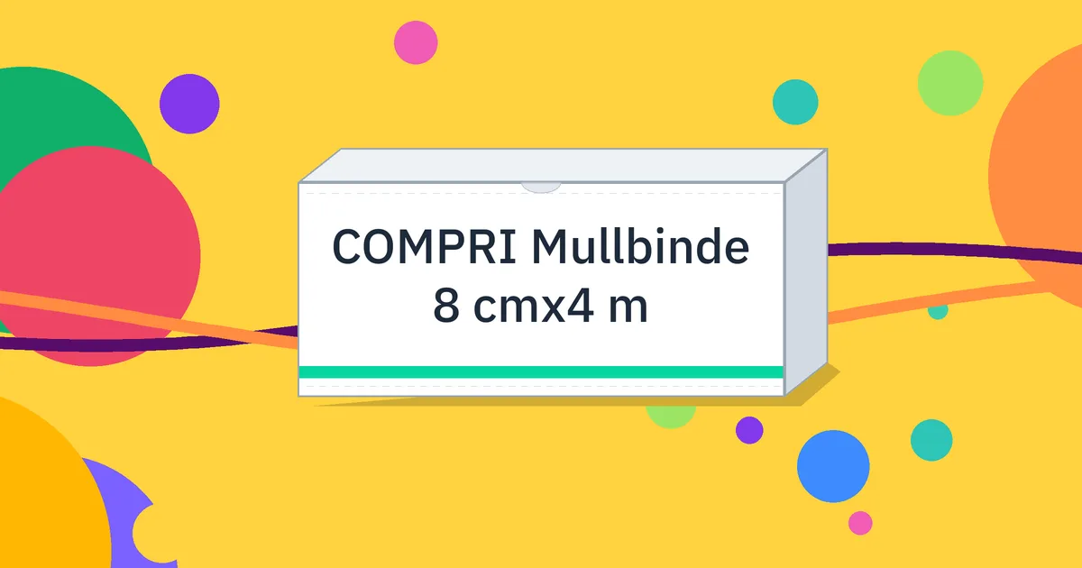 Symbolbild: Packung mit der Aufschrift COMPRI Mullbinde 8 cmx4 m (PZN 04949681) – Verfügbarkeit und Bezug in Apotheken in Frankfurt am Main