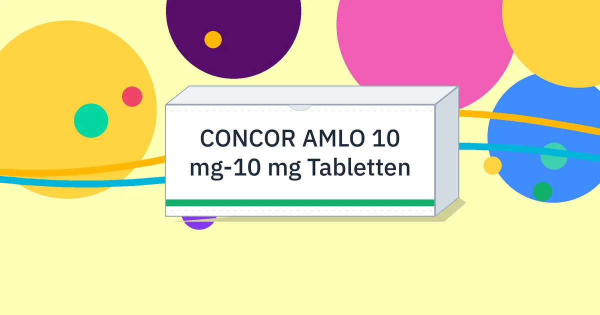 Symbolbild: Packung mit der Aufschrift CONCOR AMLO 10 mg-10 mg Tabletten (PZN 16685744) – Verfügbarkeit und Bezug in Apotheken in Frankfurt am Main