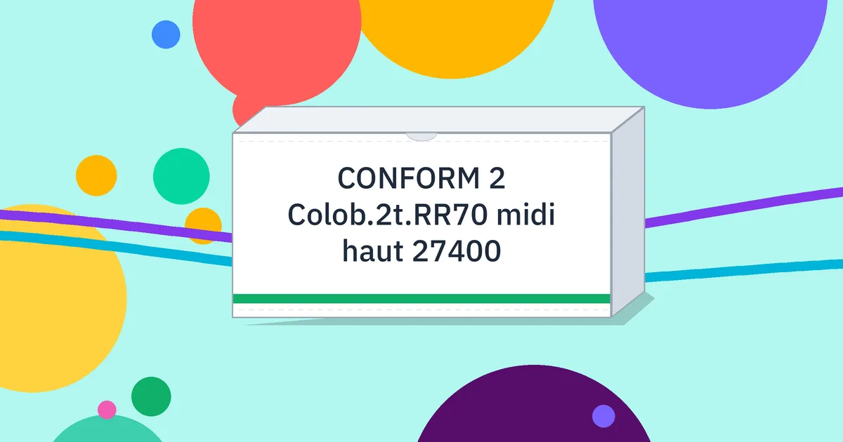 Symbolbild: Packung mit der Aufschrift CONFORM 2 Colob.2t.RR70 midi haut 27400 (PZN 00347778) – Verfügbarkeit und Bezug in Apotheken in Frankfurt am Main