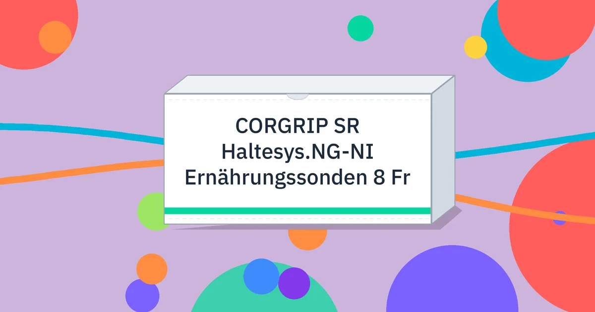 Symbolbild: Packung mit der Aufschrift CORGRIP SR Haltesys.NG-NI Ernährungssonden 8 Fr (PZN 19630666) – Verfügbarkeit und Bezug in Apotheken in Frankfurt am Main