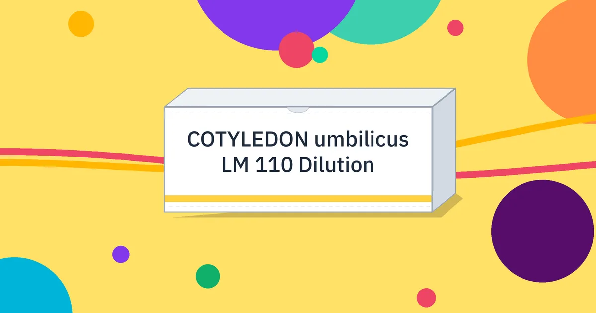 Symbolbild: Packung mit der Aufschrift COTYLEDON umbilicus LM 110 Dilution (PZN 13456150) – Verfügbarkeit und Bezug in Apotheken in Frankfurt am Main