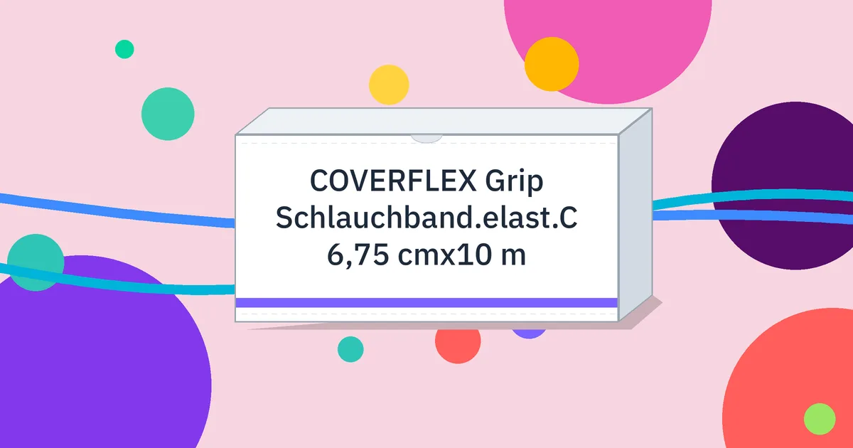 Symbolbild: Packung mit der Aufschrift COVERFLEX Grip Schlauchband.elast.C 6,75 cmx10 m (PZN 13971320) – Verfügbarkeit und Bezug in Apotheken in Frankfurt am Main