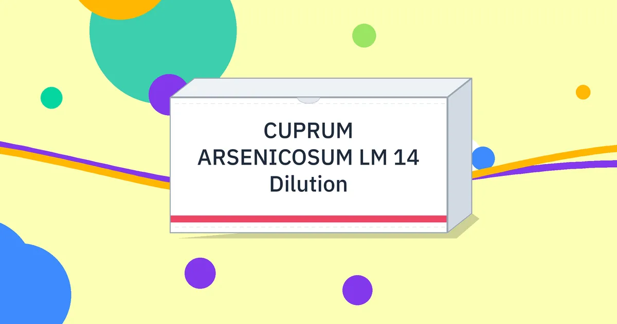 Symbolbild: Packung mit der Aufschrift CUPRUM ARSENICOSUM LM 14 Dilution (PZN 12837743) – Verfügbarkeit und Bezug in Apotheken in Frankfurt am Main