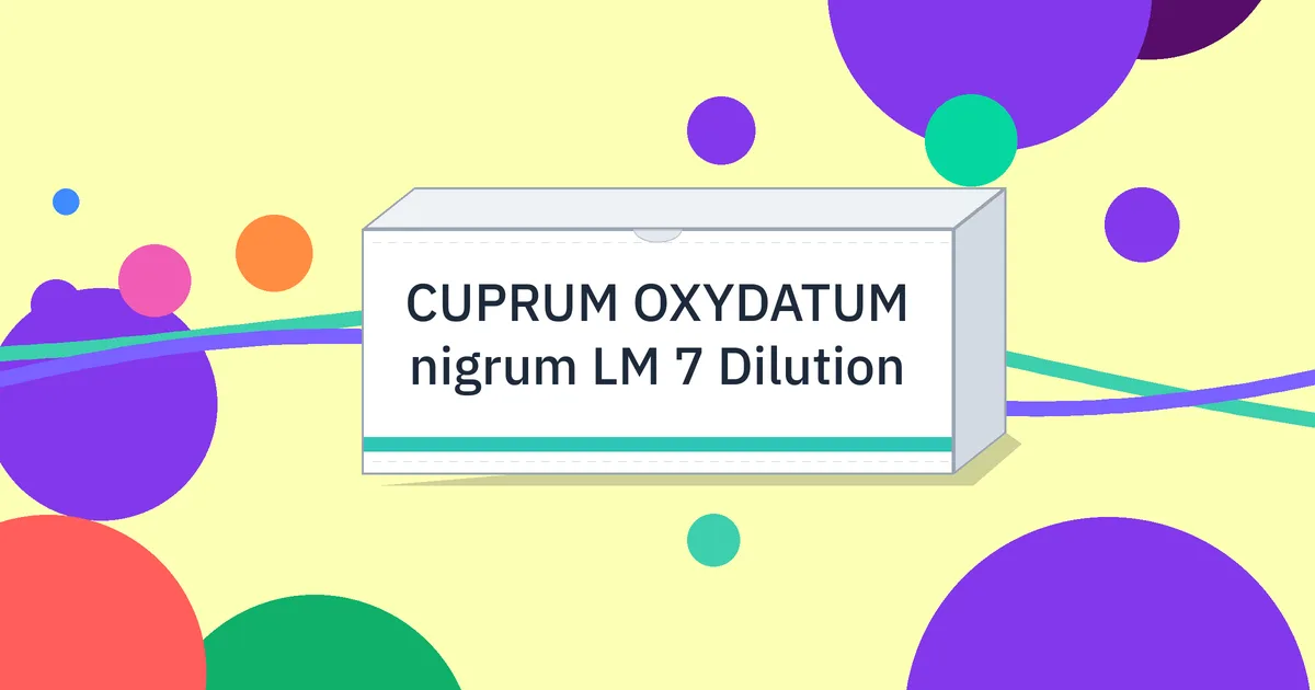 Symbolbild: Packung mit der Aufschrift CUPRUM OXYDATUM nigrum LM 7 Dilution (PZN 13458605) – Verfügbarkeit und Bezug in Apotheken in Frankfurt am Main