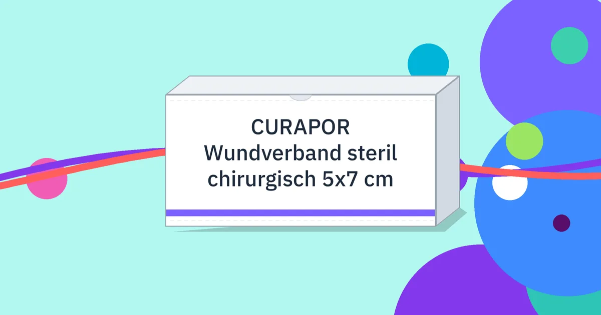 Symbolbild: Packung mit der Aufschrift CURAPOR Wundverband steril chirurgisch 5x7 cm (PZN 18834674) – Verfügbarkeit und Bezug in Apotheken in Frankfurt am Main