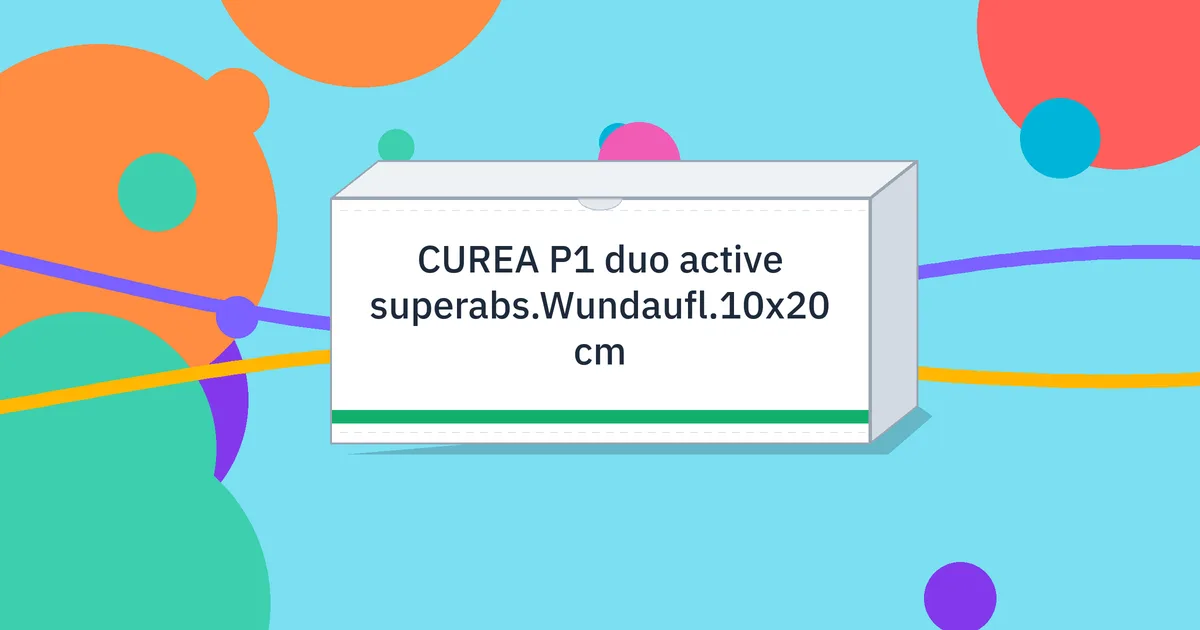 Symbolbild: Packung mit der Aufschrift CUREA P1 duo active superabs.Wundaufl.10x20 cm (PZN 12451995) – Verfügbarkeit und Bezug in Apotheken in Frankfurt am Main
