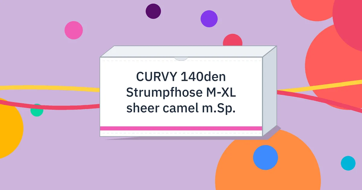 Symbolbild: Packung mit der Aufschrift CURVY 140den Strumpfhose M-XL sheer camel m.Sp. (PZN 16175434) – Verfügbarkeit und Bezug in Apotheken in Frankfurt am Main