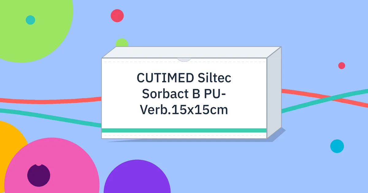 Symbolbild: Packung mit der Aufschrift CUTIMED Siltec Sorbact B PU-Verb.15x15cm (PZN 07343140) – Verfügbarkeit und Bezug in Apotheken in Frankfurt am Main
