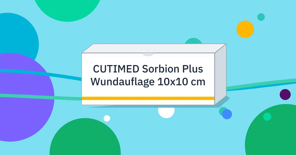 Symbolbild: Packung mit der Aufschrift CUTIMED Sorbion Plus Wundauflage 10x10 cm (PZN 11361936) – Verfügbarkeit und Bezug in Apotheken in Frankfurt am Main
