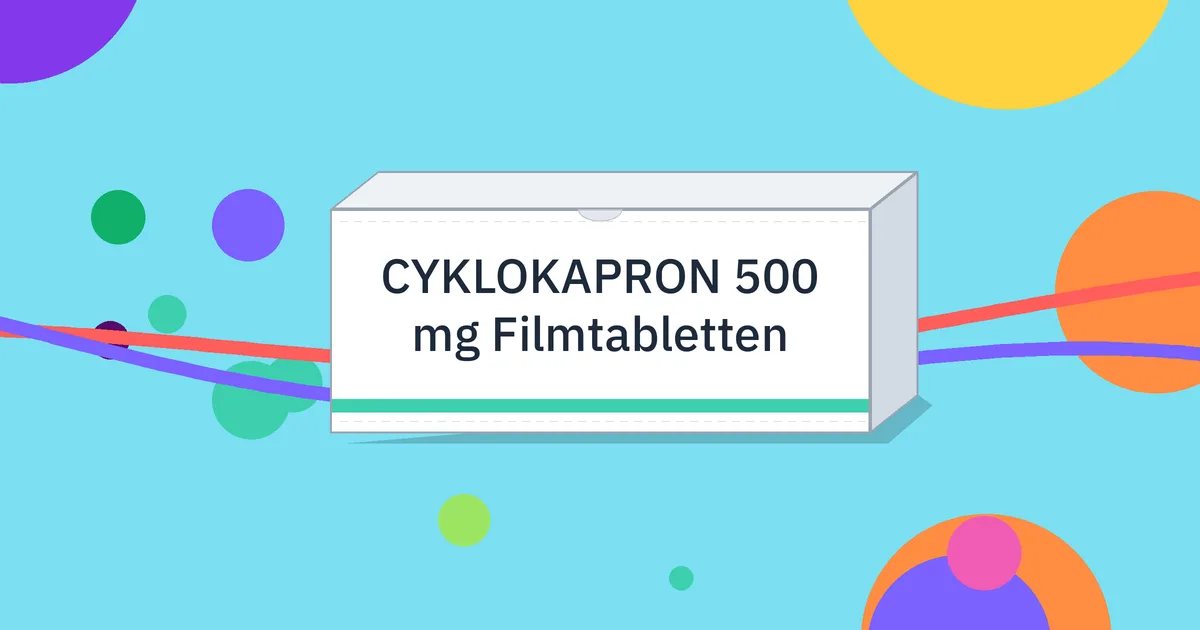 Symbolbild: Packung mit der Aufschrift CYKLOKAPRON 500 mg Filmtabletten (PZN 16749384) – Verfügbarkeit und Bezug in Apotheken in Frankfurt am Main