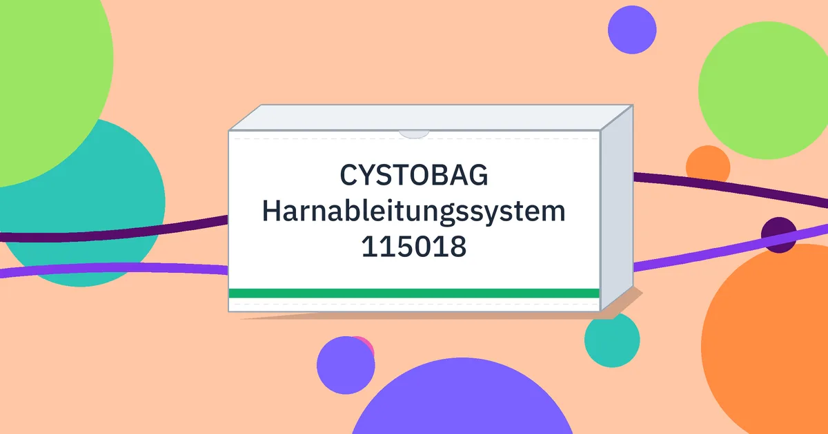 Symbolbild: Packung mit der Aufschrift CYSTOBAG Harnableitungssystem 115018 (PZN 07007962) – Verfügbarkeit und Bezug in Apotheken in Frankfurt am Main