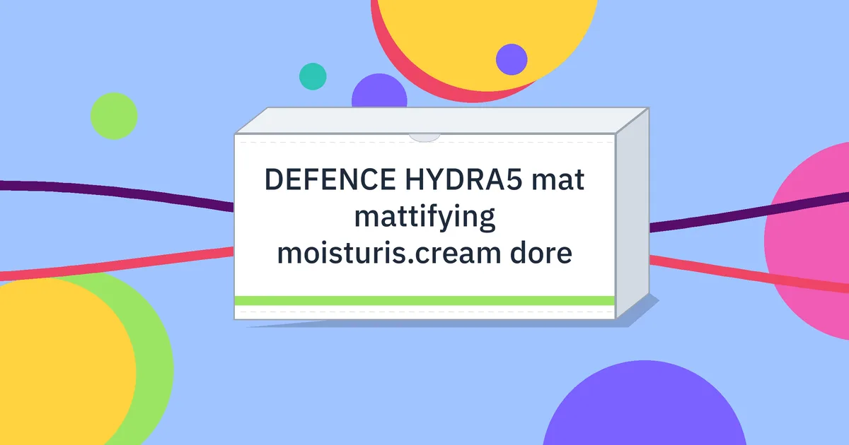 Symbolbild: Packung mit der Aufschrift DEFENCE HYDRA5 mat mattifying moisturis.cream dore (PZN 12434689) – Verfügbarkeit und Bezug in Apotheken in Frankfurt am Main