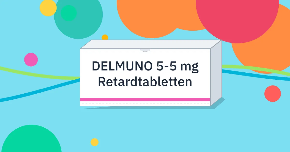 Symbolbild: Packung mit der Aufschrift DELMUNO 5-5 mg Retardtabletten (PZN 13907664) – Verfügbarkeit und Bezug in Apotheken in Frankfurt am Main
