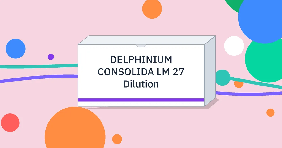 Symbolbild: Packung mit der Aufschrift DELPHINIUM CONSOLIDA LM 27 Dilution (PZN 13463492) – Verfügbarkeit und Bezug in Apotheken in Frankfurt am Main