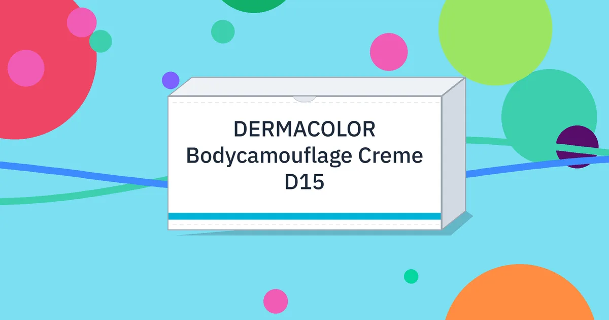 Symbolbild: Packung mit der Aufschrift DERMACOLOR Bodycamouflage Creme D15 (PZN 15818083) – Verfügbarkeit und Bezug in Apotheken in Frankfurt am Main