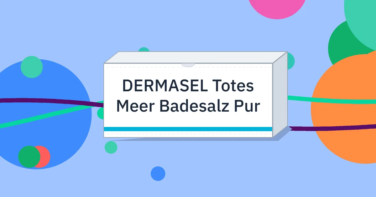 Symbolbild: Packung mit der Aufschrift DERMASEL Totes Meer Badesalz Pur (PZN 07588031) – Verfügbarkeit und Bezug in Apotheken in Frankfurt am Main