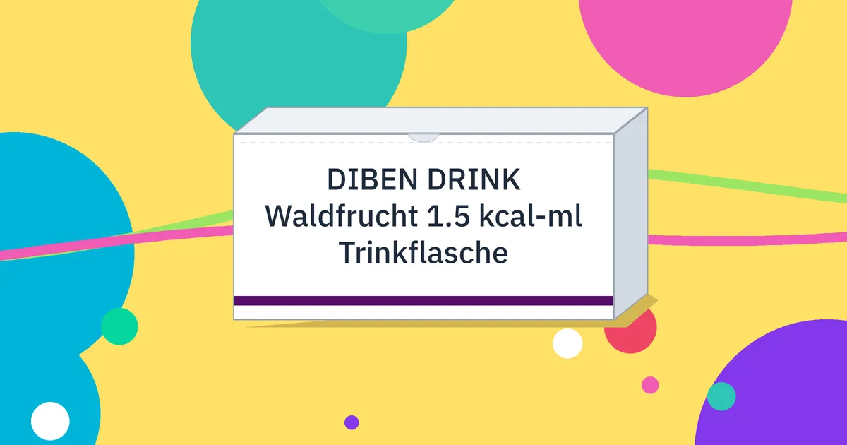 Symbolbild: Packung mit der Aufschrift DIBEN DRINK Waldfrucht 1.5 kcal-ml Trinkflasche (PZN 16746807) – Verfügbarkeit und Bezug in Apotheken in Frankfurt am Main