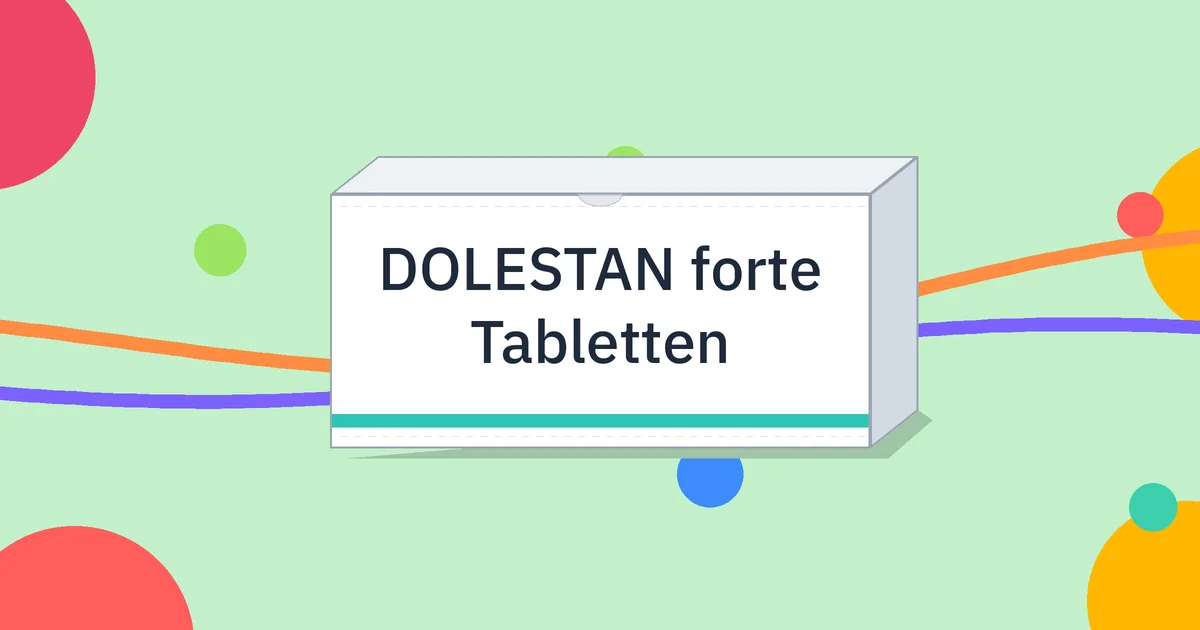 Symbolbild: Packung mit der Aufschrift DOLESTAN forte Tabletten (PZN 04142079) – Verfügbarkeit und Bezug in Apotheken in Frankfurt am Main