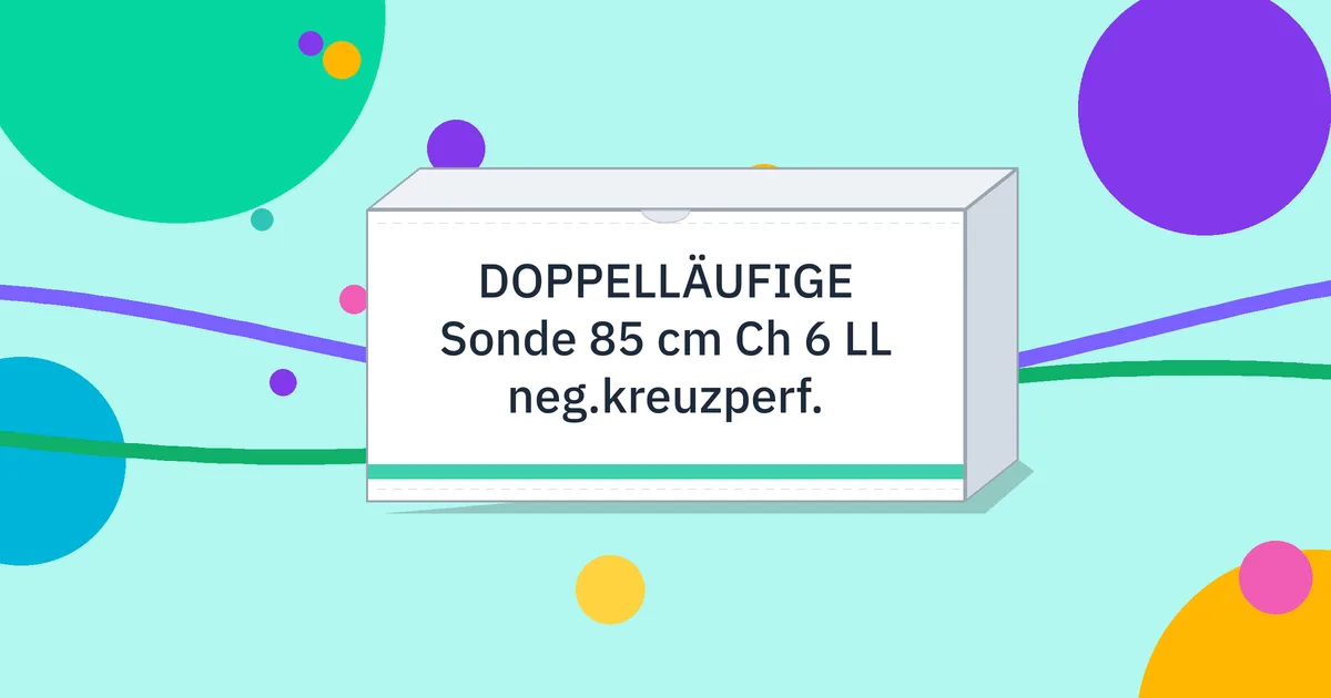 Symbolbild: Packung mit der Aufschrift DOPPELLÄUFIGE Sonde 85 cm Ch 6 LL neg.kreuzperf. (PZN 17488827) – Verfügbarkeit und Bezug in Apotheken in Frankfurt am Main
