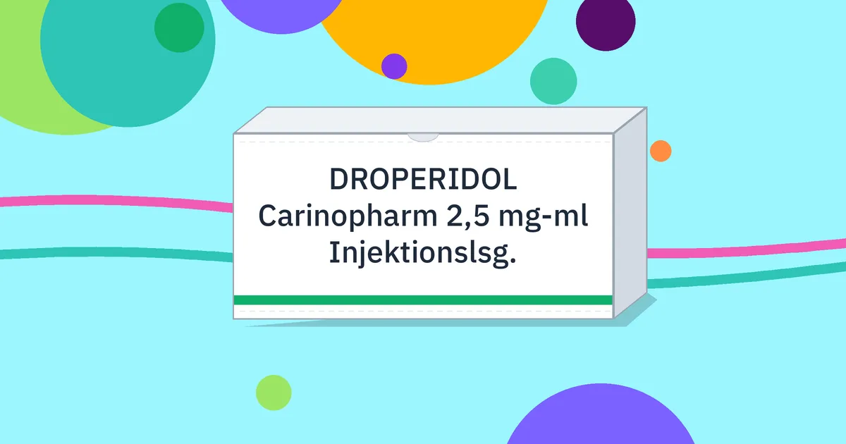 Symbolbild: Packung mit der Aufschrift DROPERIDOL Carinopharm 2,5 mg-ml Injektionslsg. (PZN 14333308) – Verfügbarkeit und Bezug in Apotheken in Frankfurt am Main