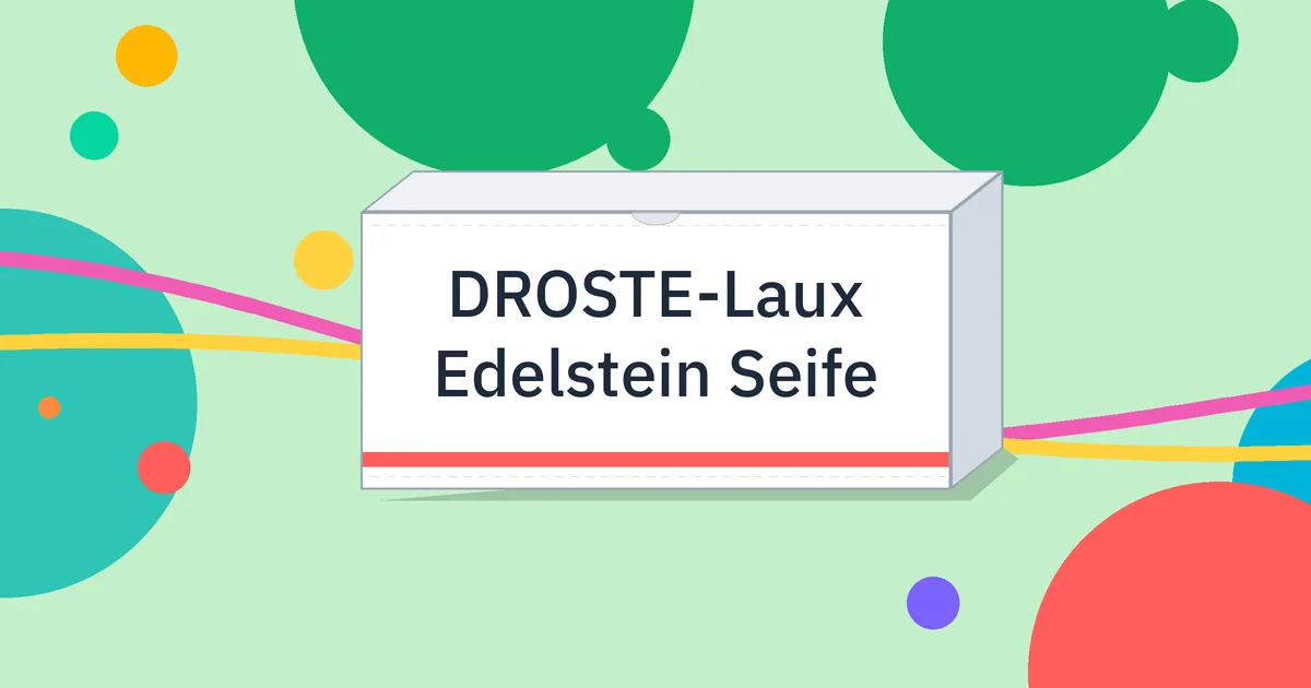 Symbolbild: Packung mit der Aufschrift DROSTE-Laux Edelstein Seife (PZN 17364551) – Verfügbarkeit und Bezug in Apotheken in Frankfurt am Main
