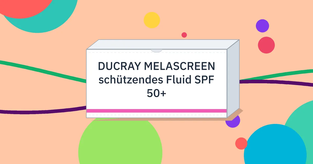 Symbolbild: Packung mit der Aufschrift DUCRAY MELASCREEN schützendes Fluid SPF 50+ (PZN 18001856) – Verfügbarkeit und Bezug in Apotheken in Frankfurt am Main