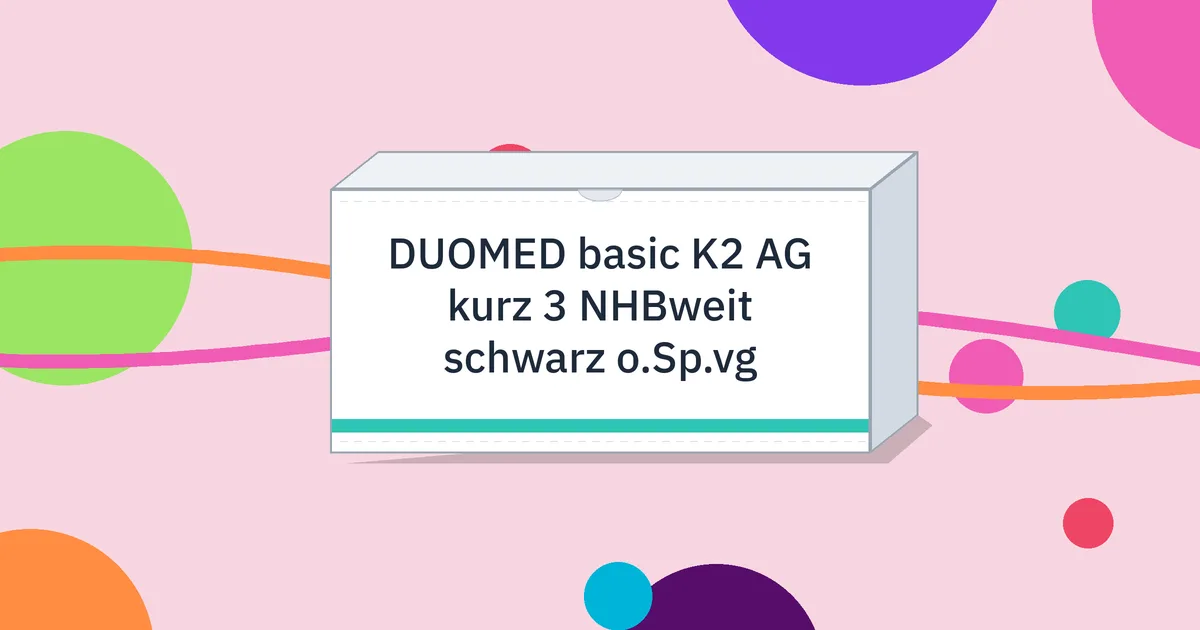 Symbolbild: Packung mit der Aufschrift DUOMED basic K2 AG kurz 3 NHBweit schwarz o.Sp.vg (PZN 20908486) – Verfügbarkeit und Bezug in Apotheken in Frankfurt am Main