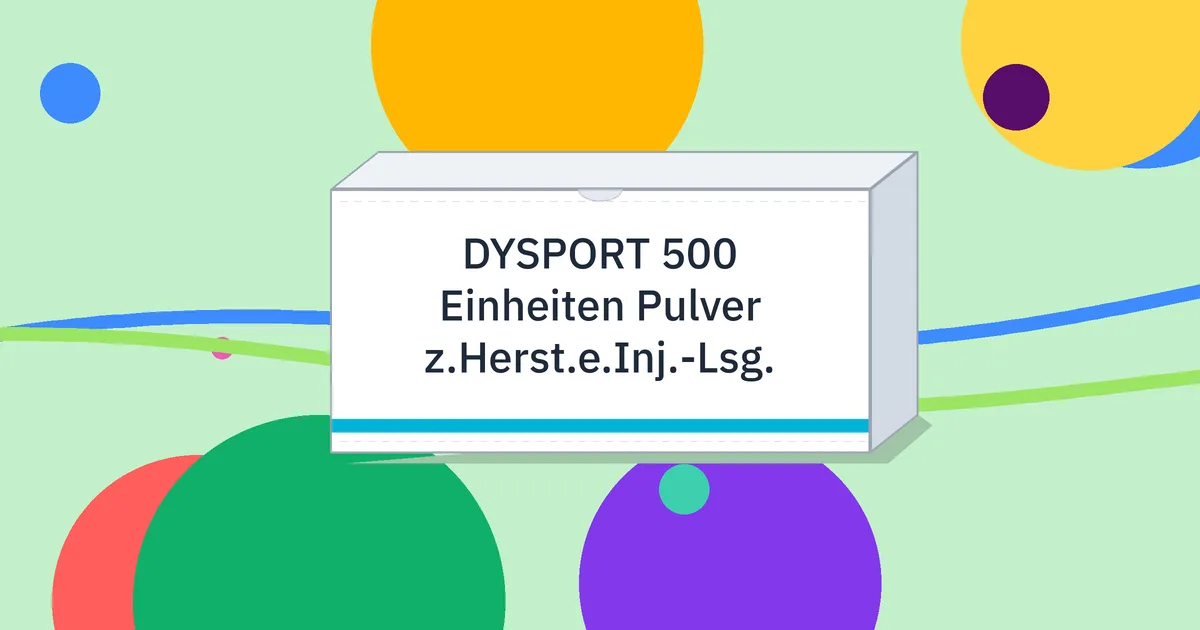Symbolbild: Packung mit der Aufschrift DYSPORT 500 Einheiten Pulver z.Herst.e.Inj.-Lsg. (PZN 03645022) – Verfügbarkeit und Bezug in Apotheken in Frankfurt am Main