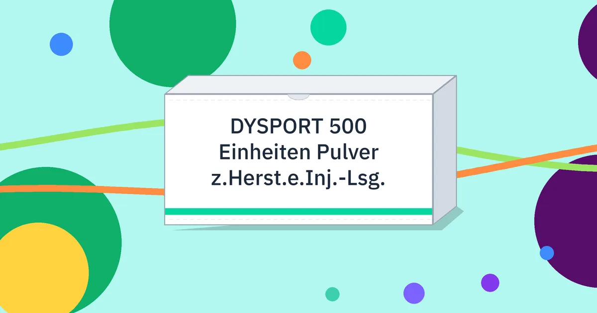 Symbolbild: Packung mit der Aufschrift DYSPORT 500 Einheiten Pulver z.Herst.e.Inj.-Lsg. (PZN 18074387) – Verfügbarkeit und Bezug in Apotheken in Frankfurt am Main